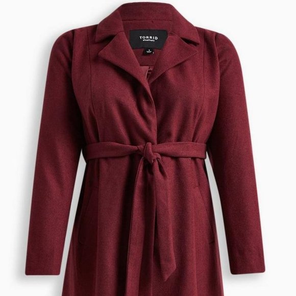 torrid | Jackets & Coats | Torrid Trench Coat 4x Burgundy Wool Blend ...